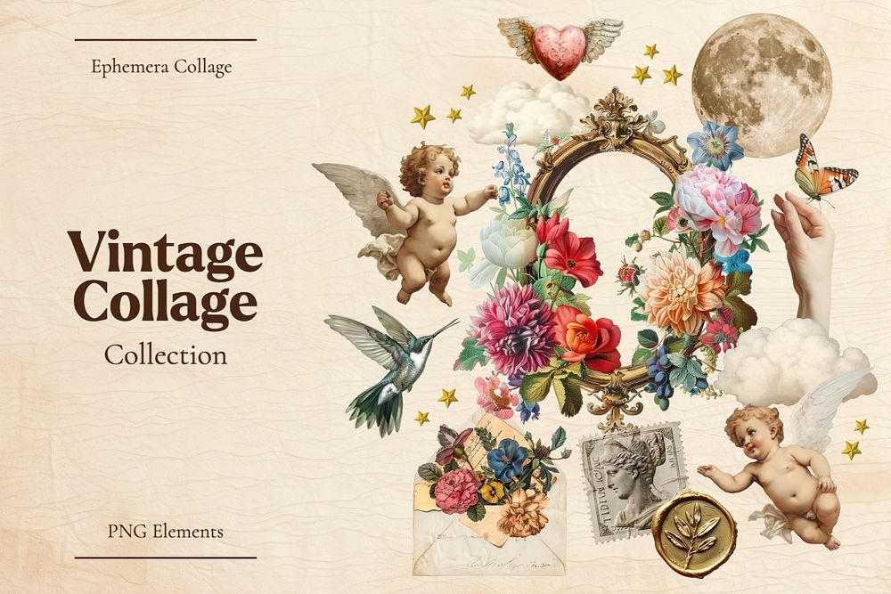 Editable vintage collage design element | Premium Editable Design ...
