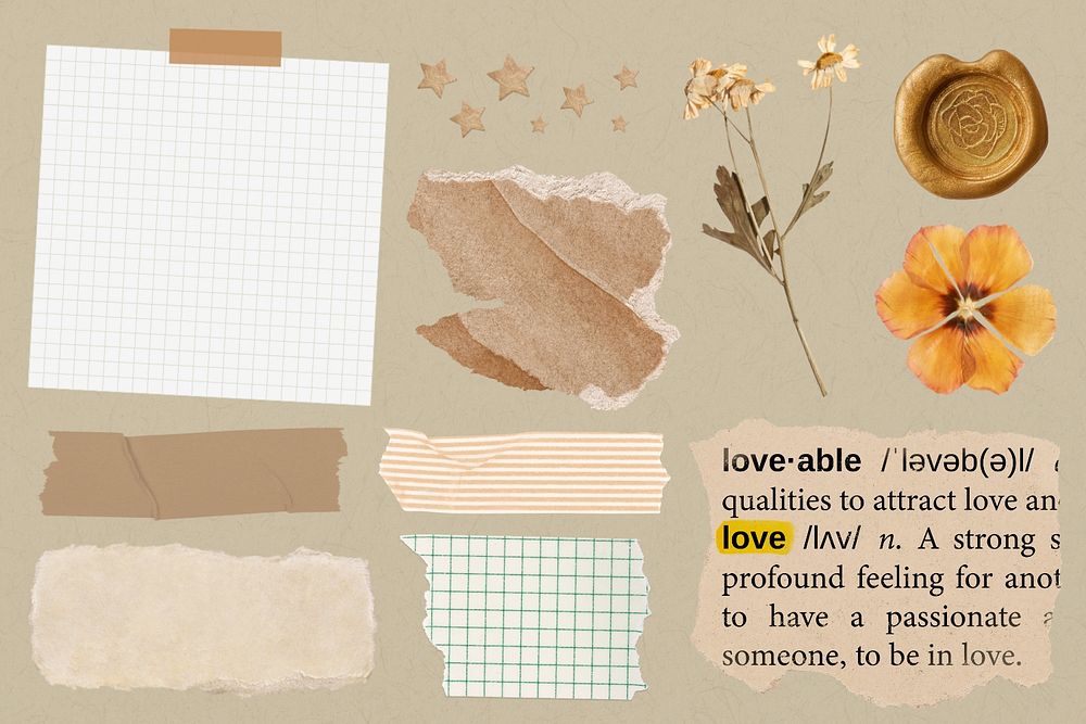 Editable scrapbook collage design element | Premium Editable Design ...