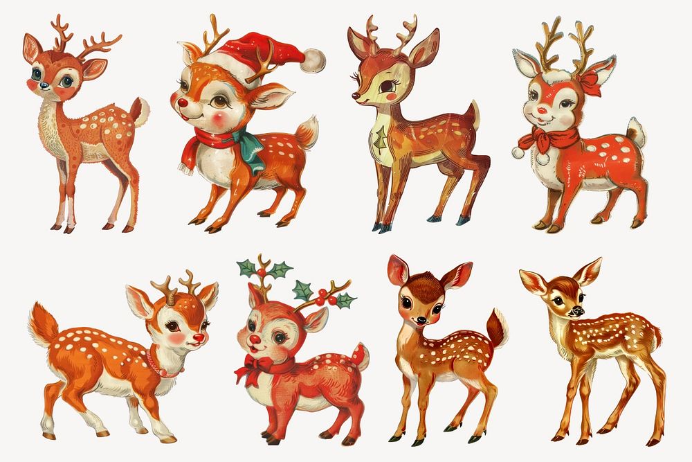 Editable vintage Christmas reindeer design | Premium Editable Design ...
