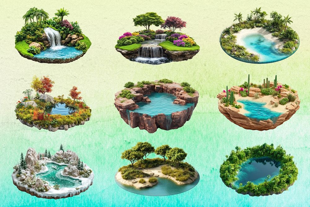 Editable floating island design element | Premium Editable Design ...