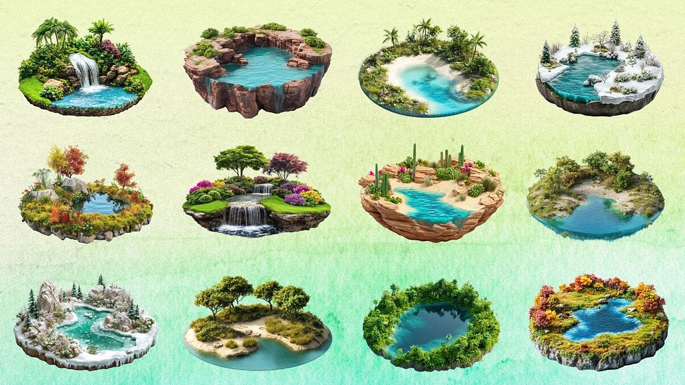 Editable floating island design element | Premium Editable Design ...