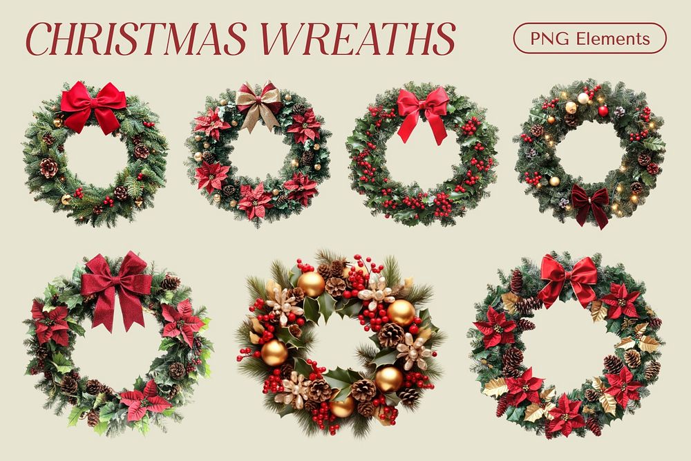 Editable Christmas wreath design element | Premium Editable Design ...