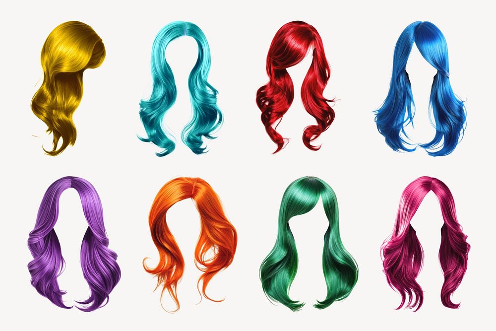 Editable Colorful wig design element | Premium Editable Design - rawpixel