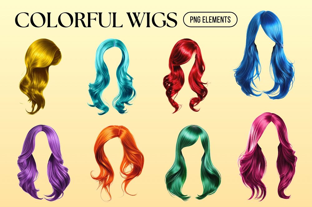 Editable Colorful wig design element | Premium Editable Design - rawpixel