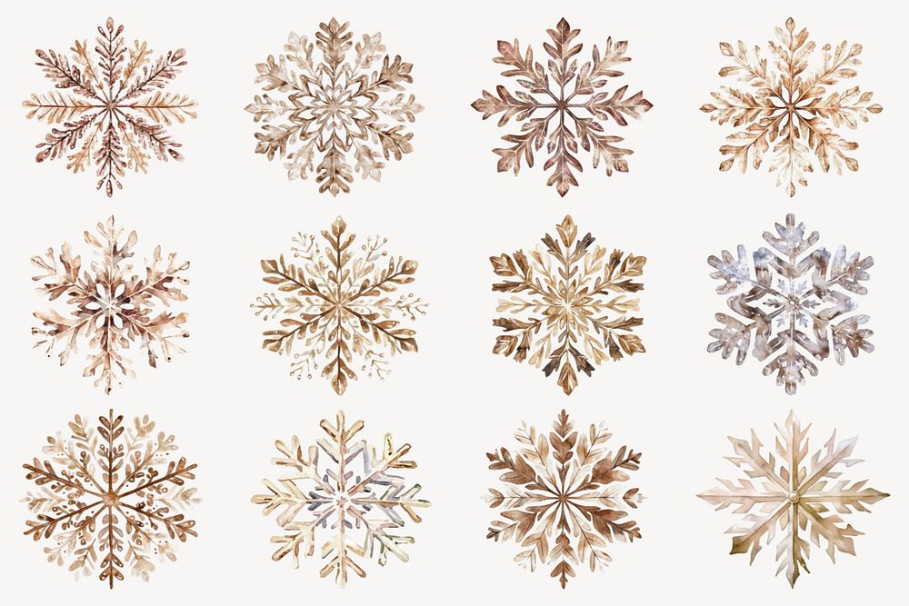 Editable watercolor brown snowflake design | Premium Editable Design ...