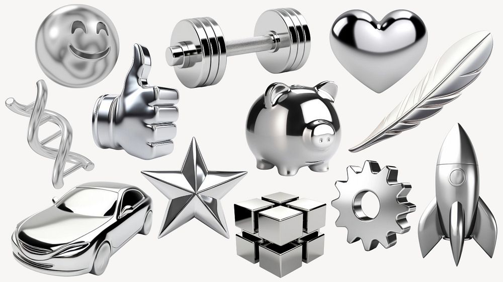 Editable 3d chrome material design | Premium Editable Design - rawpixel