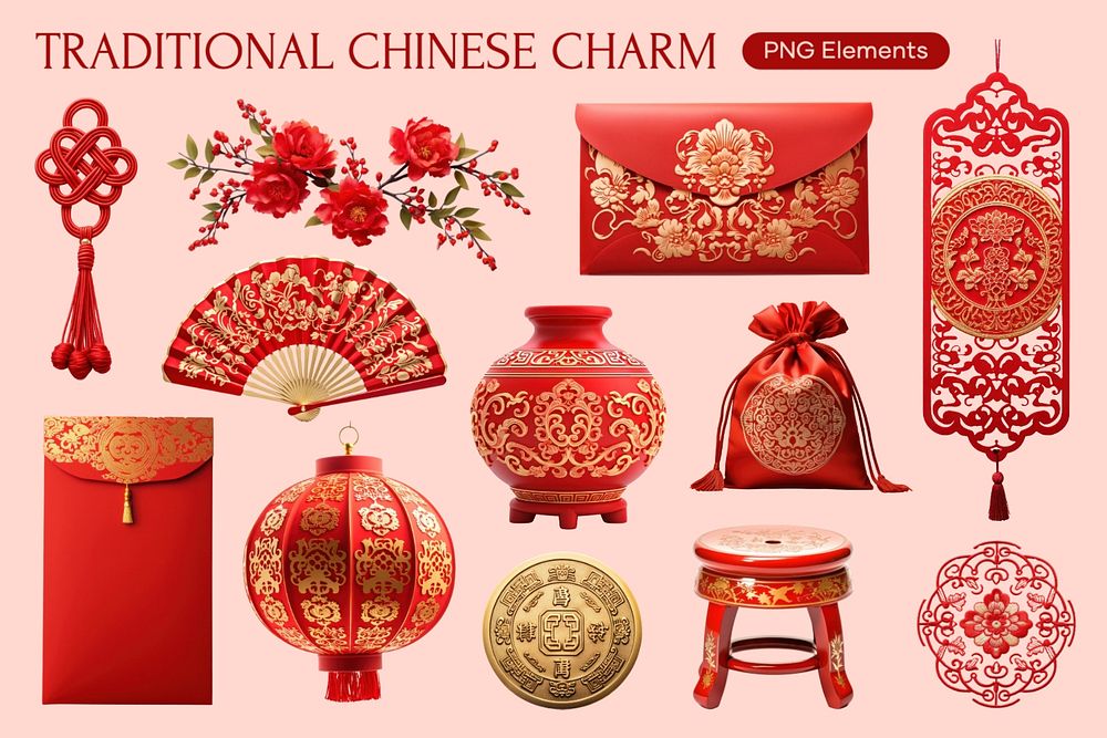 Editable red Chinese charm design | Premium Editable Design - rawpixel