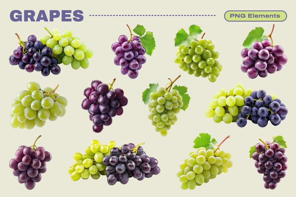 Grapes fruit design element set, | Premium Editable Design - rawpixel