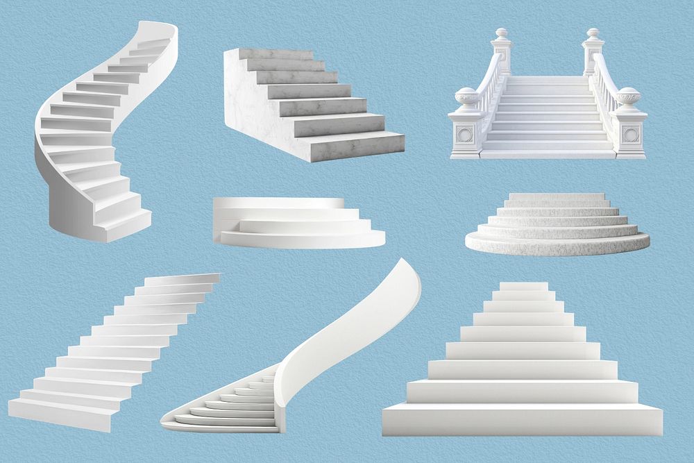 White stairs, editable element set | Premium Editable Design - rawpixel