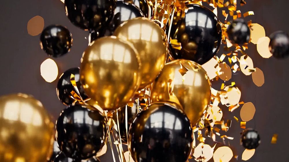 Festive video gold black balloons | Free Video - rawpixel
