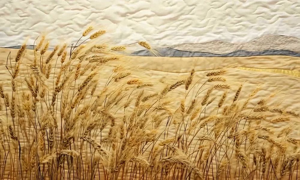 Aerial view quilt depicting wheat | Free Video - rawpixel