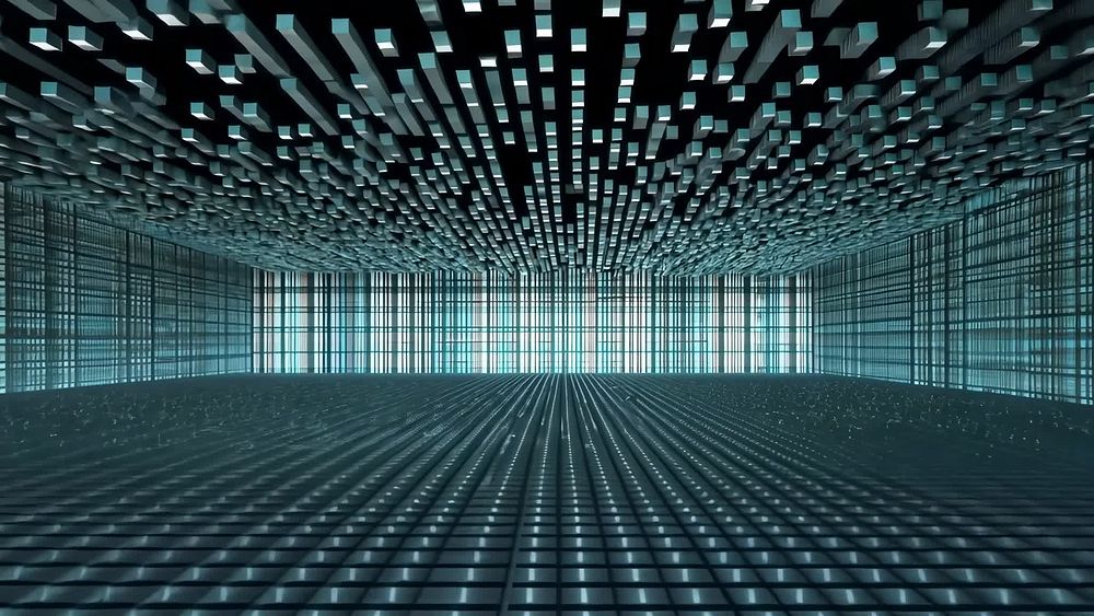 Futuristic digital room floating rectangles, | Free Video - rawpixel