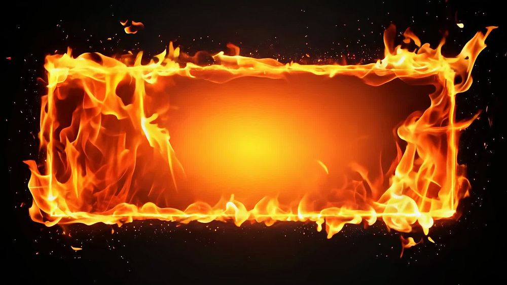 Fiery rectangular frame flames, viewed | Free Video - rawpixel