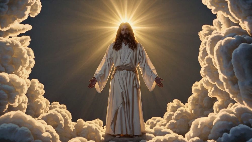 divine figure radiant light, surrounded | Free Video - rawpixel