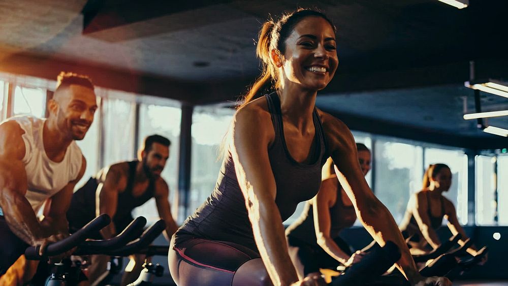 Group cycling class energetic participants | Free Video - rawpixel