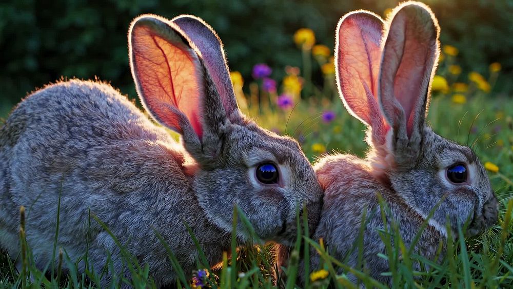 Close-up, low-angle shot two rabbits | Free Video - rawpixel