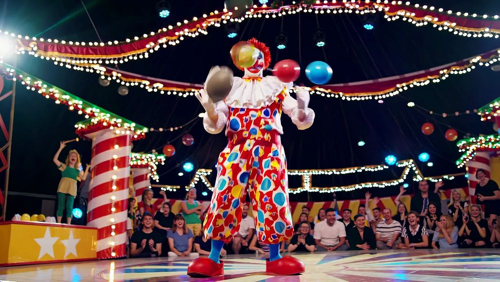 Wide-angle video shot colorful clown | Free Video - rawpixel