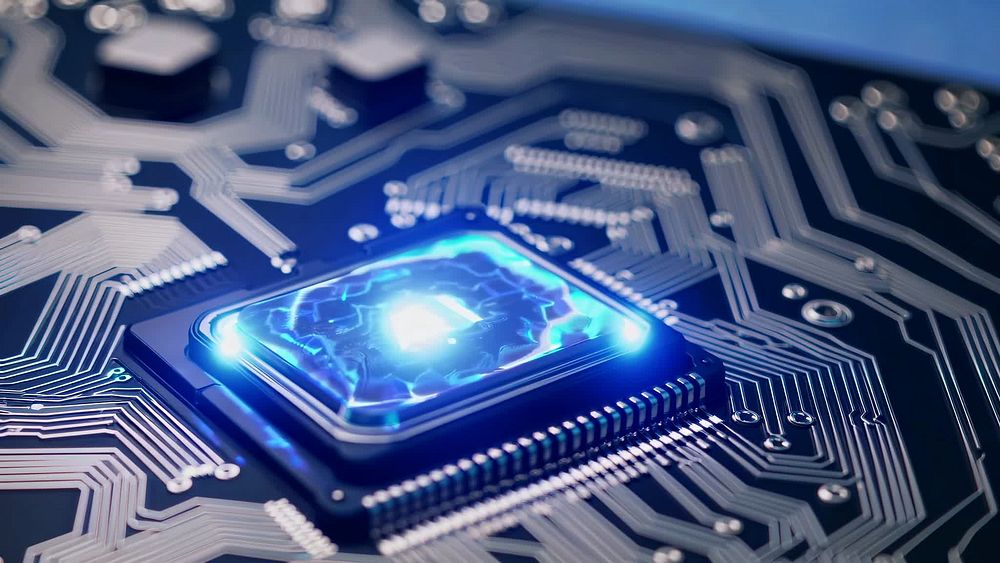 Close-up angle glowing microchip circuit | Free Video - rawpixel