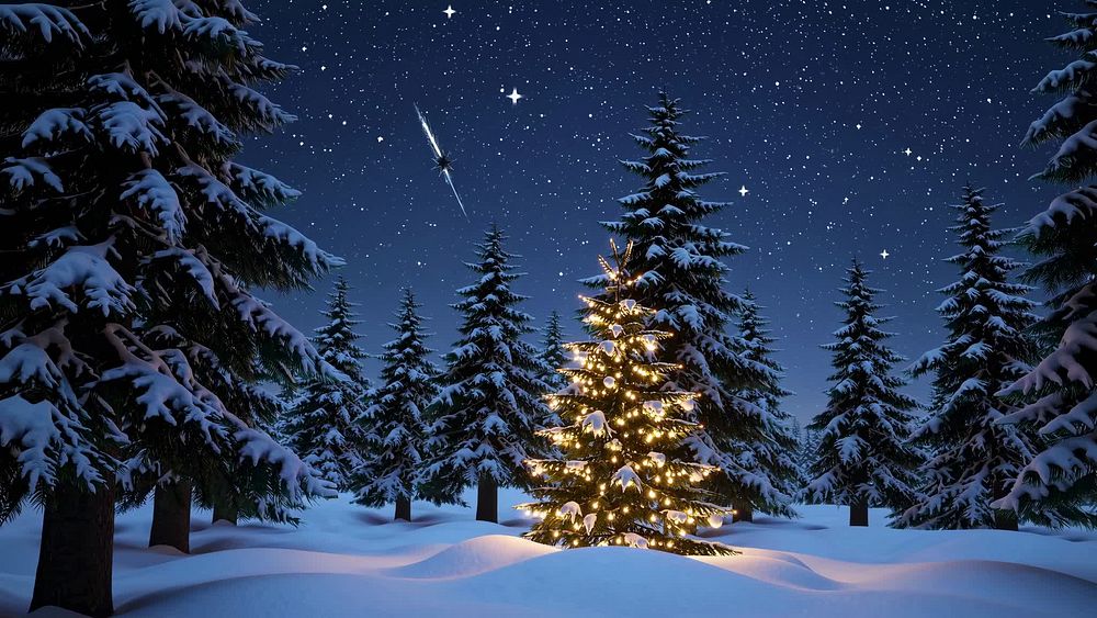 serene winter night scene lit | Free Video - rawpixel