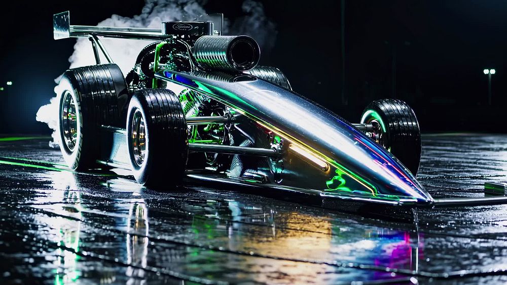 Low-angle shot futuristic dragster neon | Free Video - rawpixel