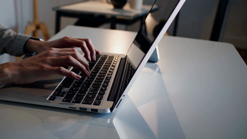 Close-up video hands typing laptop, | Free Video - rawpixel