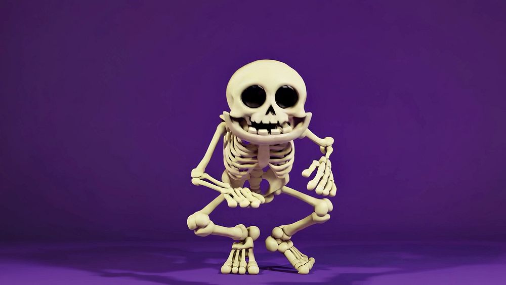 playful 3D skeleton squats vibrant | Free Video - rawpixel