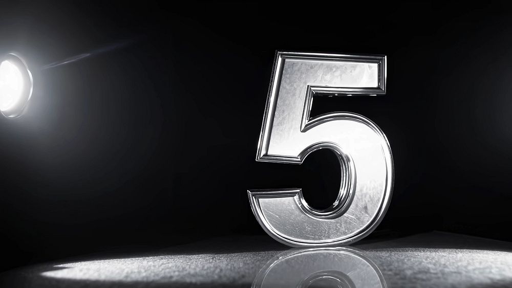 metallic number 5 illuminated spotlights | Free Video - rawpixel