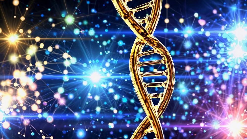 Close-up angle golden DNA helix | Free Video - rawpixel