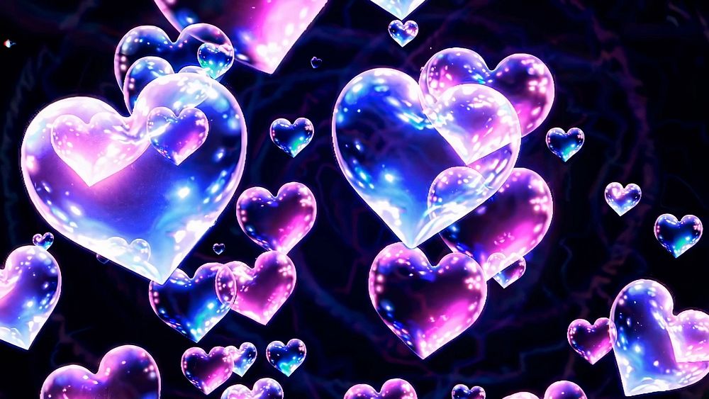 video glowing, translucent hearts pink | Free Video - rawpixel
