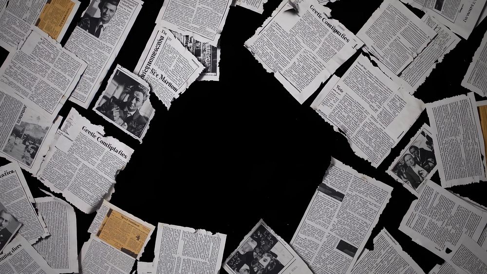 Top-down view scattered newspaper clippings | Free Video - rawpixel