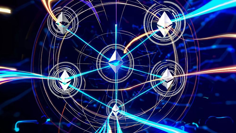 Futuristic video concept glowing Ethereum | Free Video - rawpixel