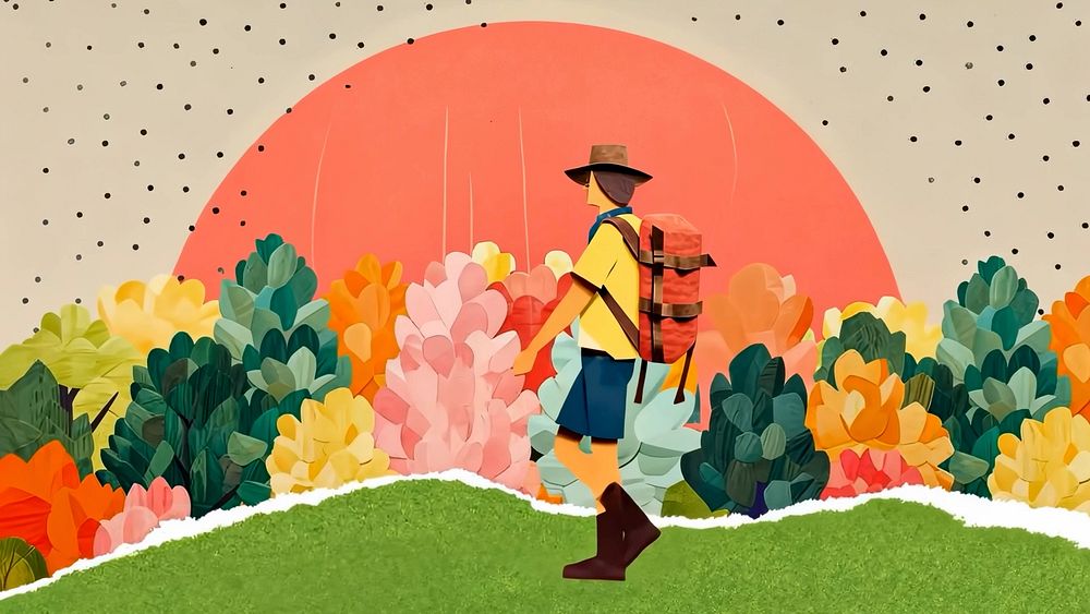 whimsical animation video featuring hiker | Free Video - rawpixel