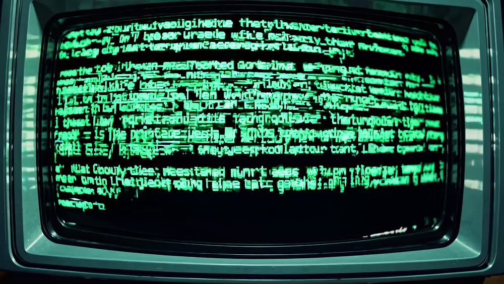 Close-up vintage CRT monitor displaying | Free Video - rawpixel