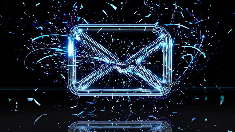 Futuristic email icon neon lights | Free Video - rawpixel