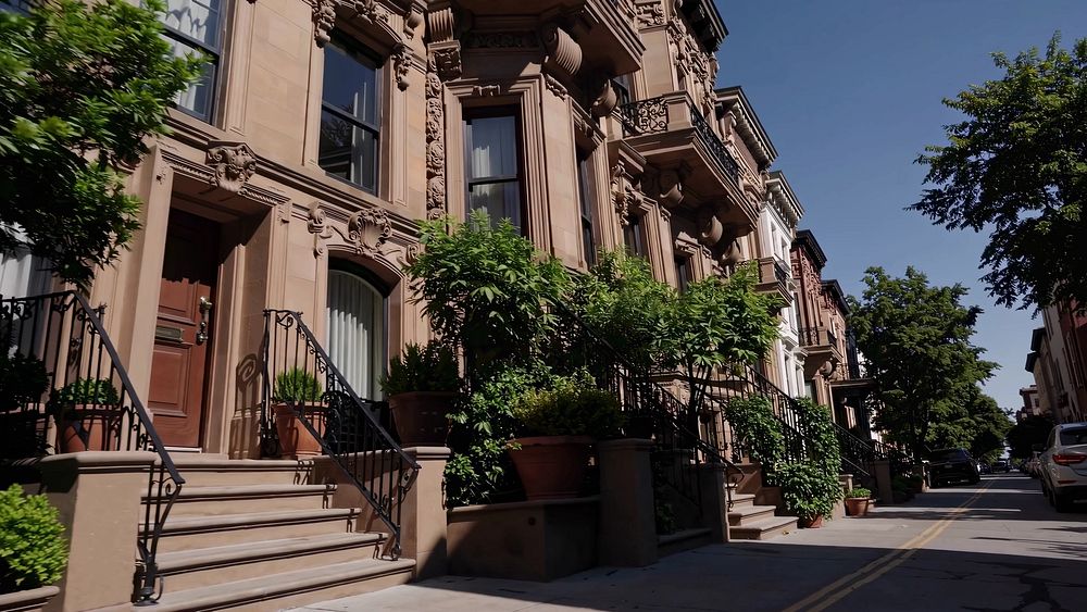 Video row classic brownstone buildings | Free Video - rawpixel