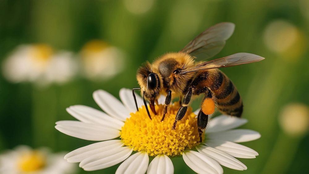 Close-up video angle bee daisy | Free Video - rawpixel