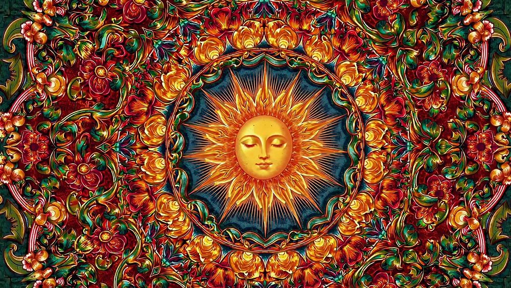 vibrant, symmetrical sun motif floral | Free Video - rawpixel