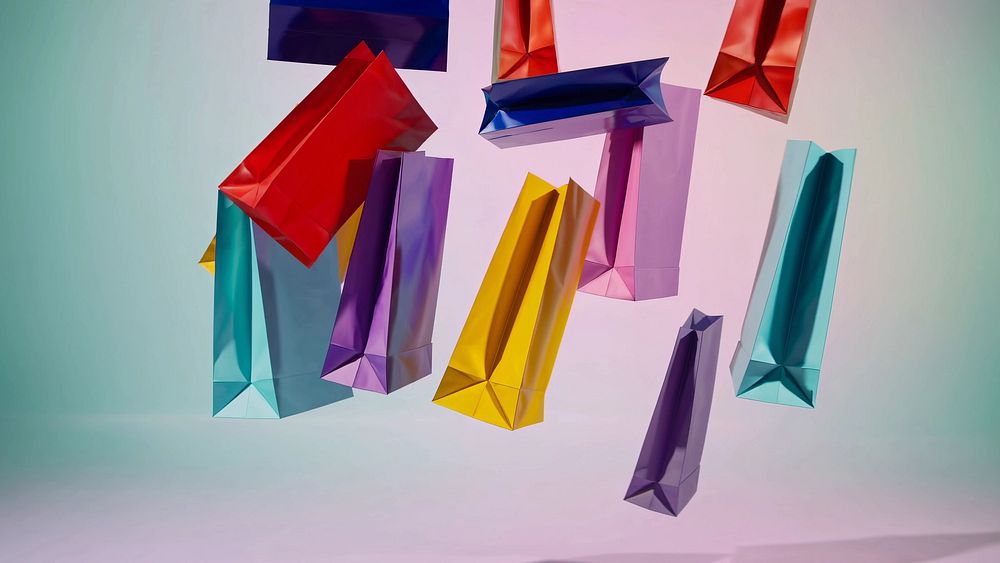 Colorful geometric shapes float mid-air, | Free Video - rawpixel