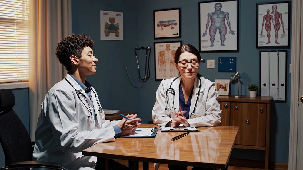Two doctors medical office discuss | Free Video - rawpixel