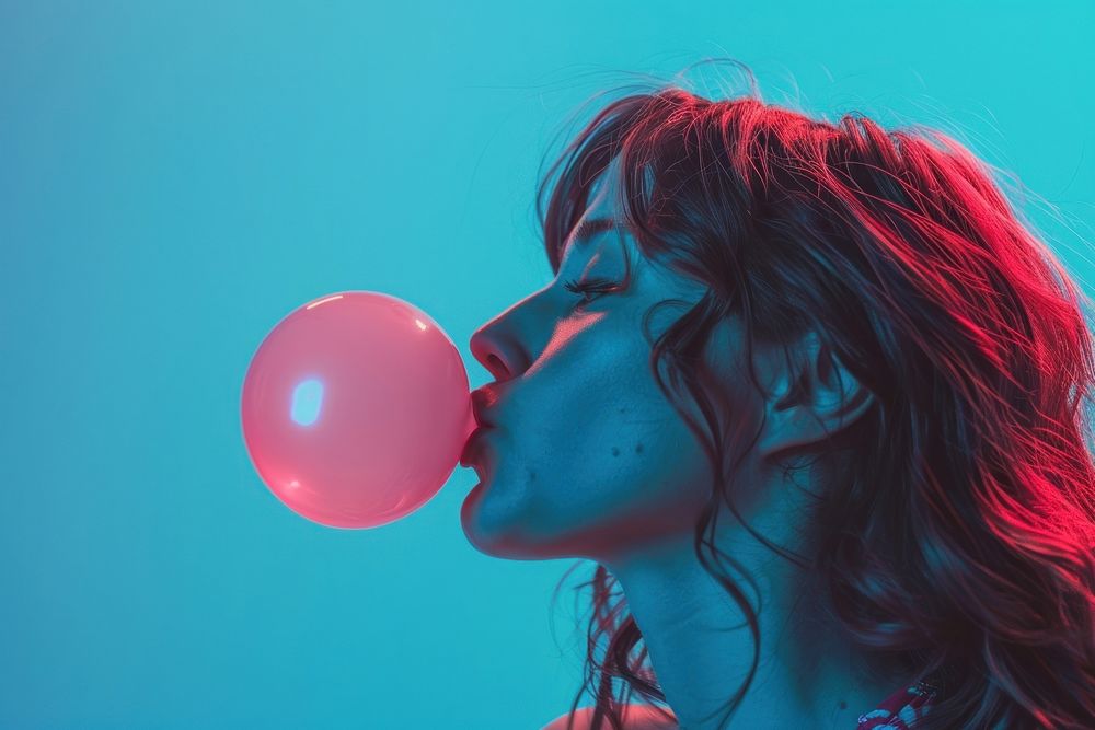 Woman blowing bubble gum balloon | Free Photo - rawpixel