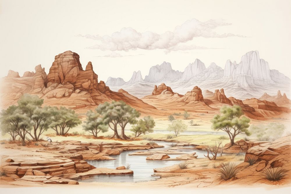 Painting illustrated wilderness landscape. | Free Photo Illustration ...