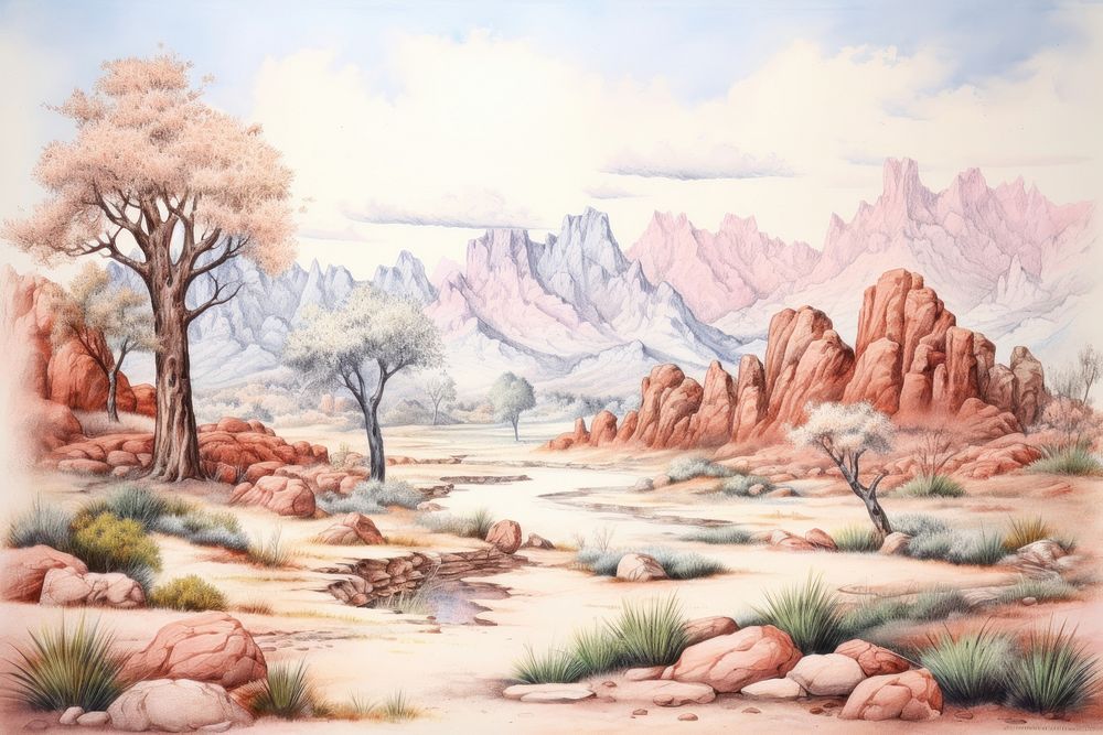 Landscapes landscape painting wilderness. | Free Photo Illustration ...