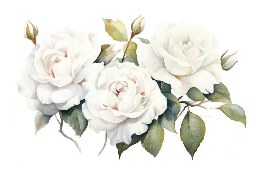 Illustration white roses art graphics | Free Photo Illustration - rawpixel