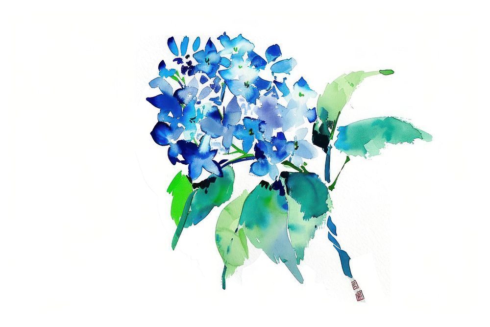 Hydrangea Japanese minimal painting art | Free Photo Illustration ...