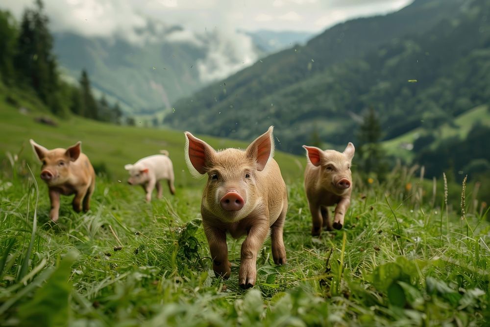 Pigs pig countryside grassland. | Free Photo - rawpixel