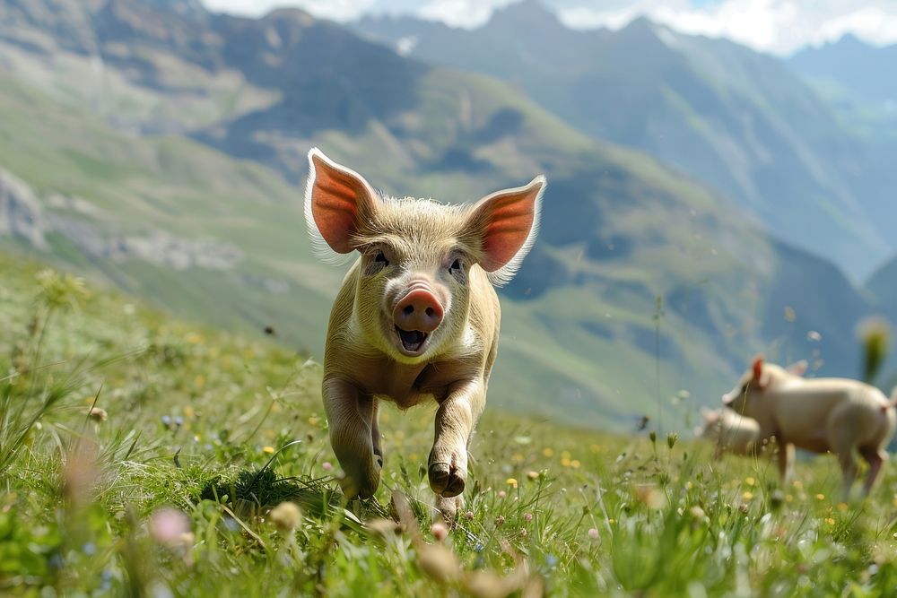 Pigs pig countryside grassland. | Free Photo - rawpixel