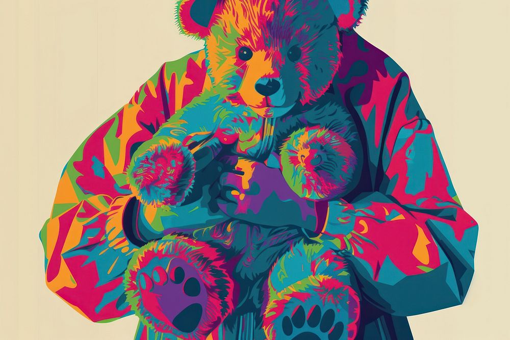 vector graphic person holding teddy | Free Photo Illustration - rawpixel