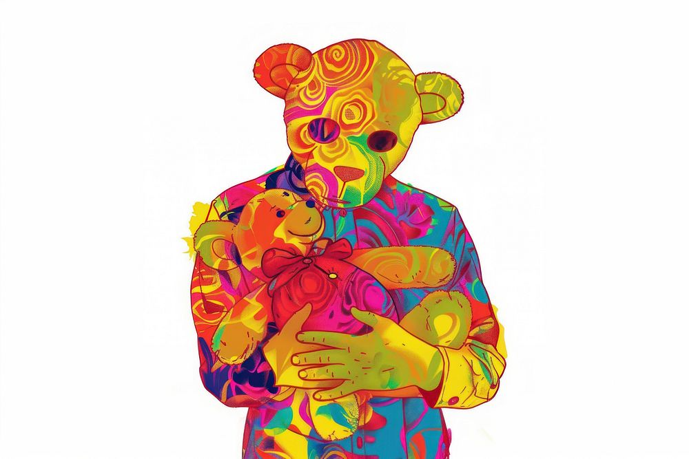 vector graphic person holding teddy | Free Photo Illustration - rawpixel