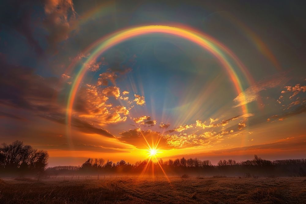Rainbow ring sun rainbow landscape | Premium Photo - rawpixel