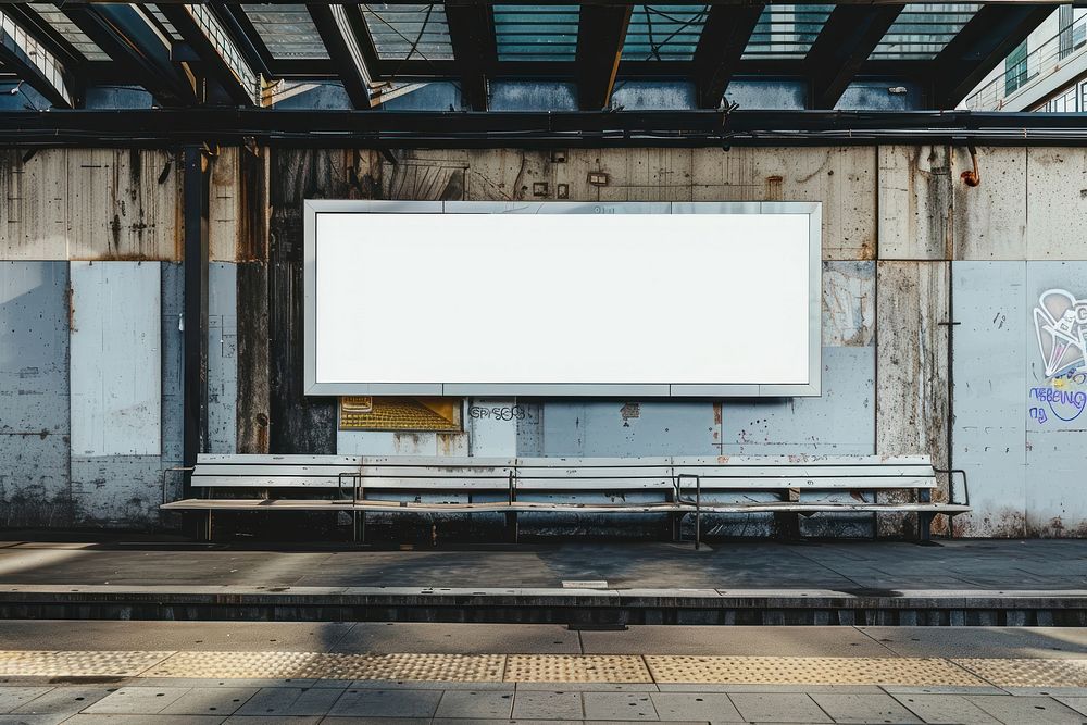 Billboard mockup advertisement furniture bench | Free Photo - rawpixel